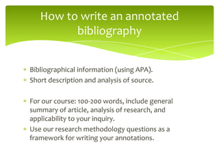 Case studies annotated bibliographies | PPTX
