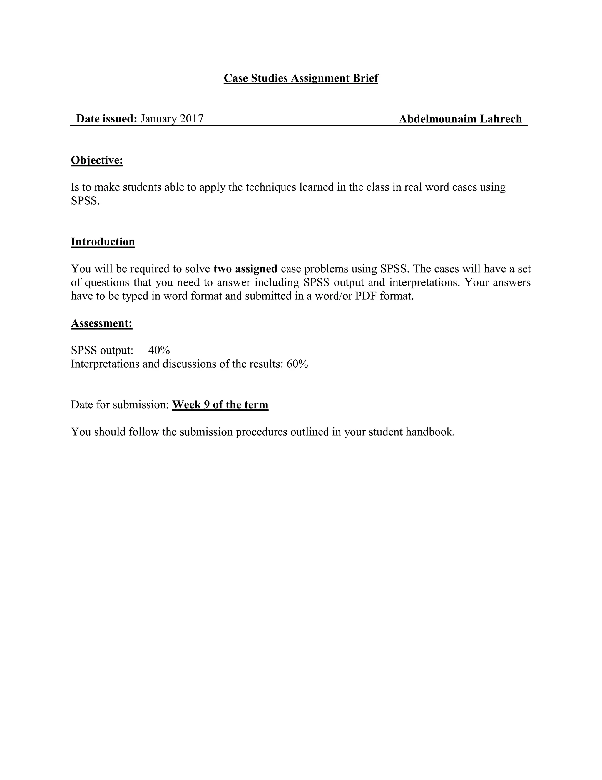 Case studies assignment brief | PDF