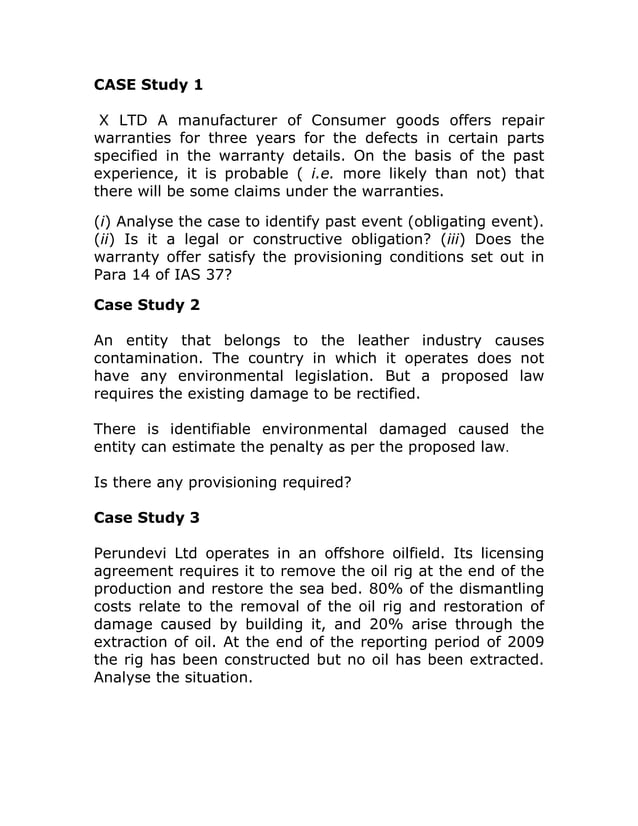 Case studies ias 37 | PDF