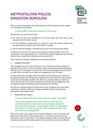 Employee Engagement Case Study: Metropolitan Police: Kingston Branch | PDF