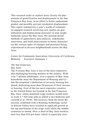 case studieson Gentrification and Displacement in the Sa.docx