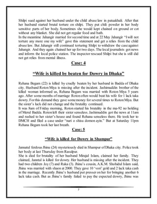 Case studies on dowry as a factor of violence on women in society. | DOCX