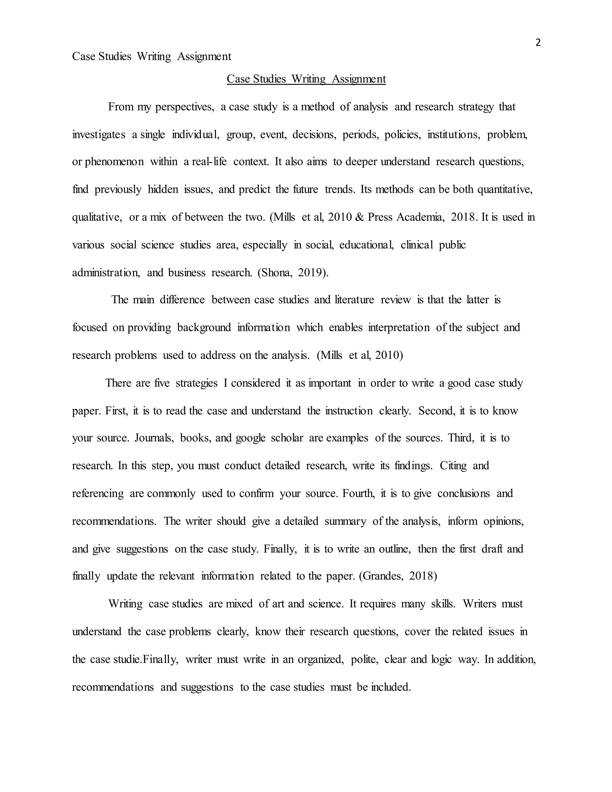 Case studies writing assignment | DOCX