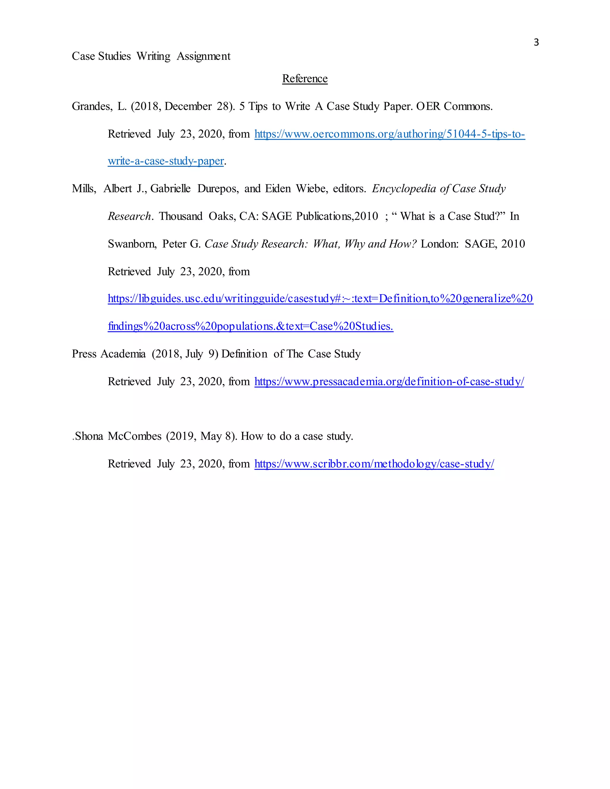 Case studies writing assignment | DOCX