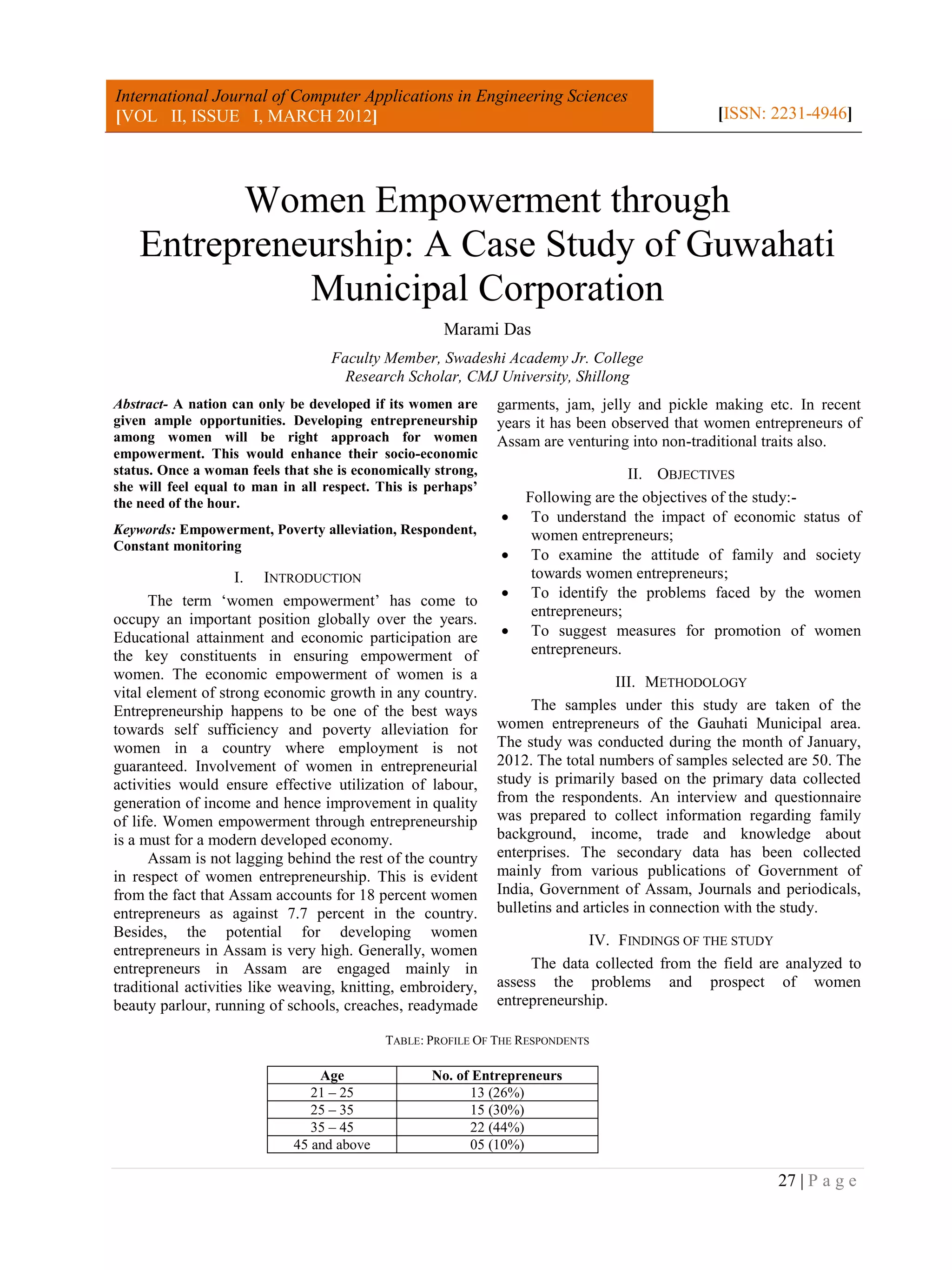 Case studyWomen Empowerment through Entrepreneurship: A Case Study of ...