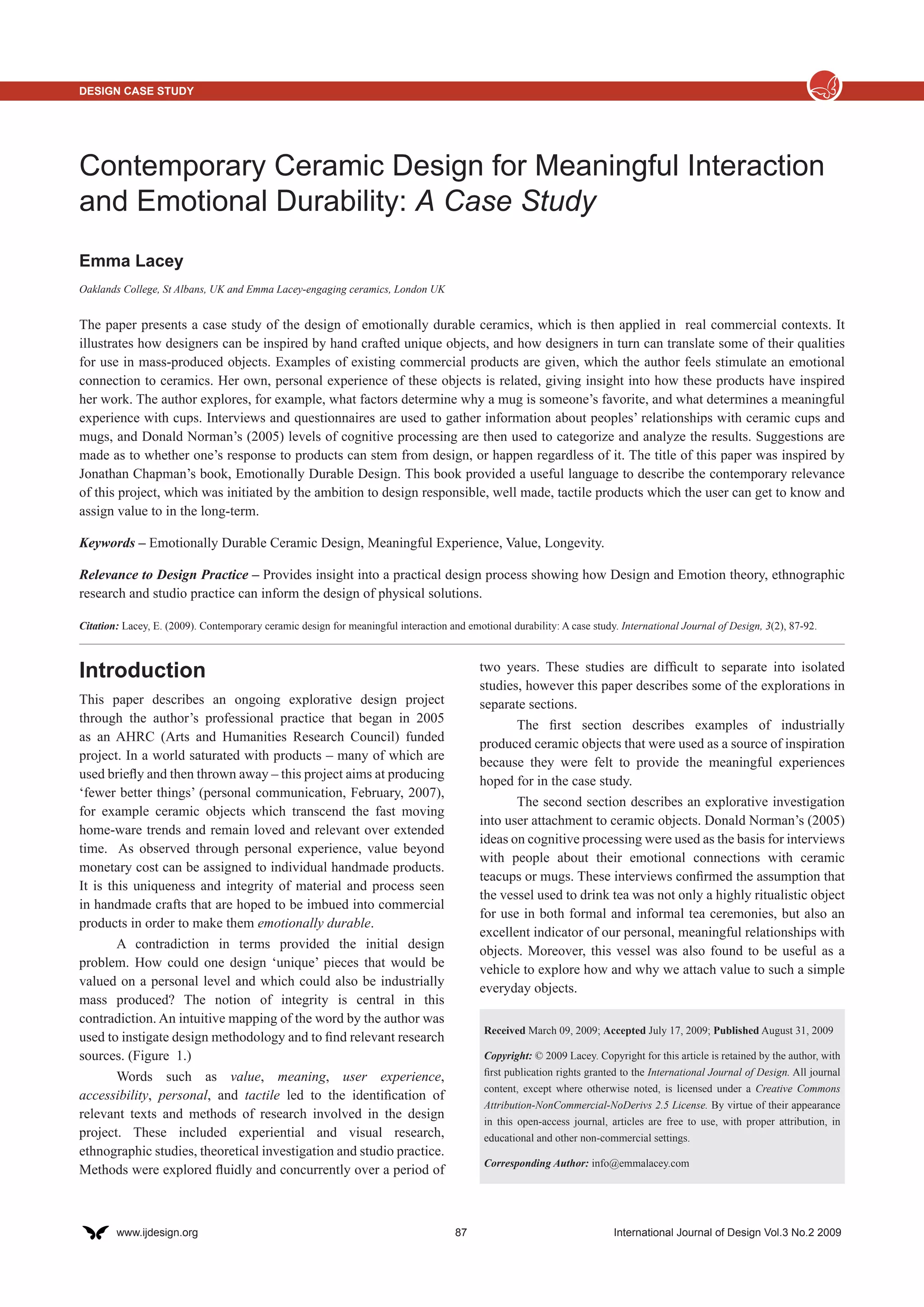 Contemporary Ceramic Design for Meaningful Interaction and Emotional ...