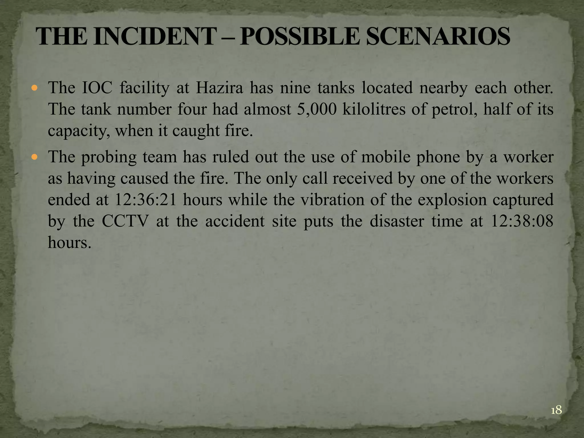 Case study: Fire in IOC terminal Jaipur & IOC terminal Hazira | PPTX