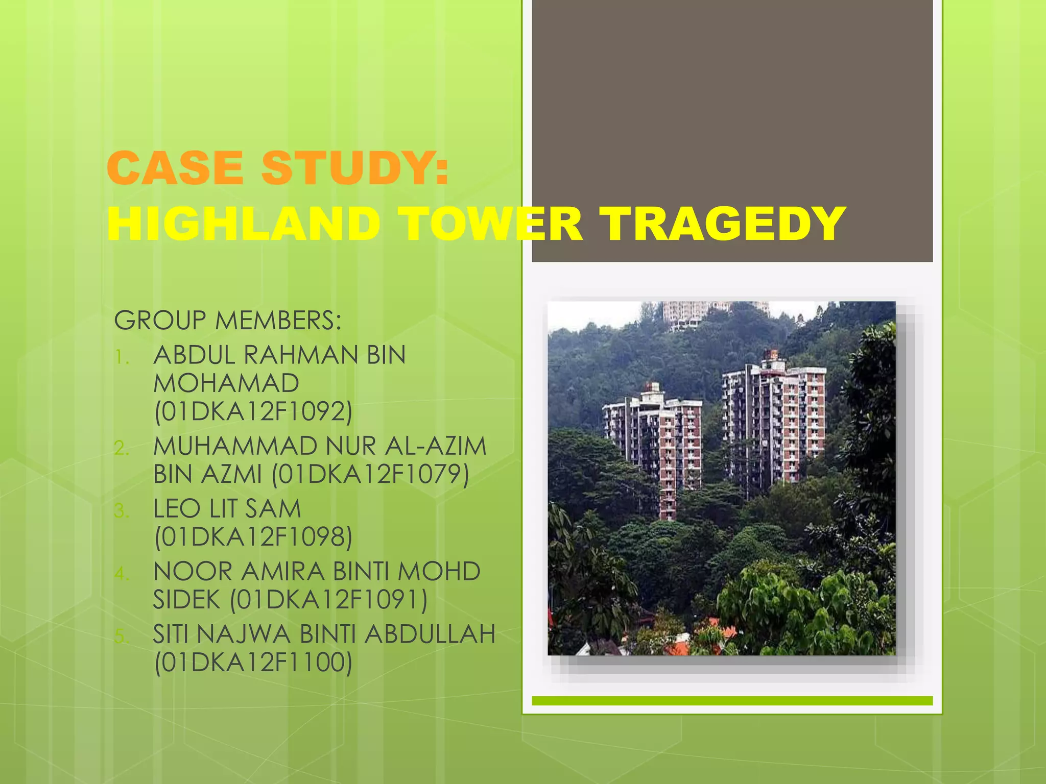 highland tower case study | PPTX
