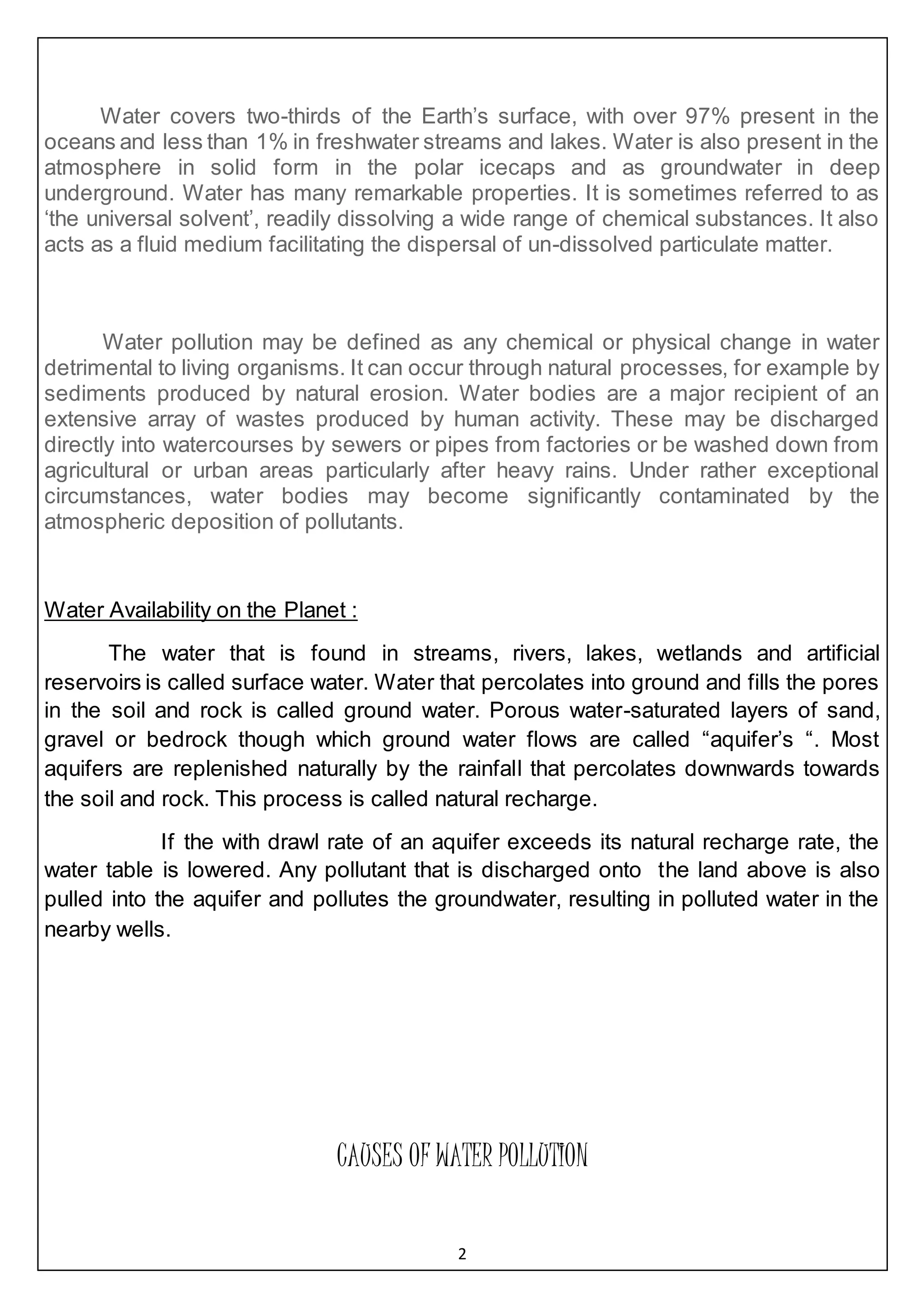 Field report on pollution of a water body-Safilguda lake | DOCX