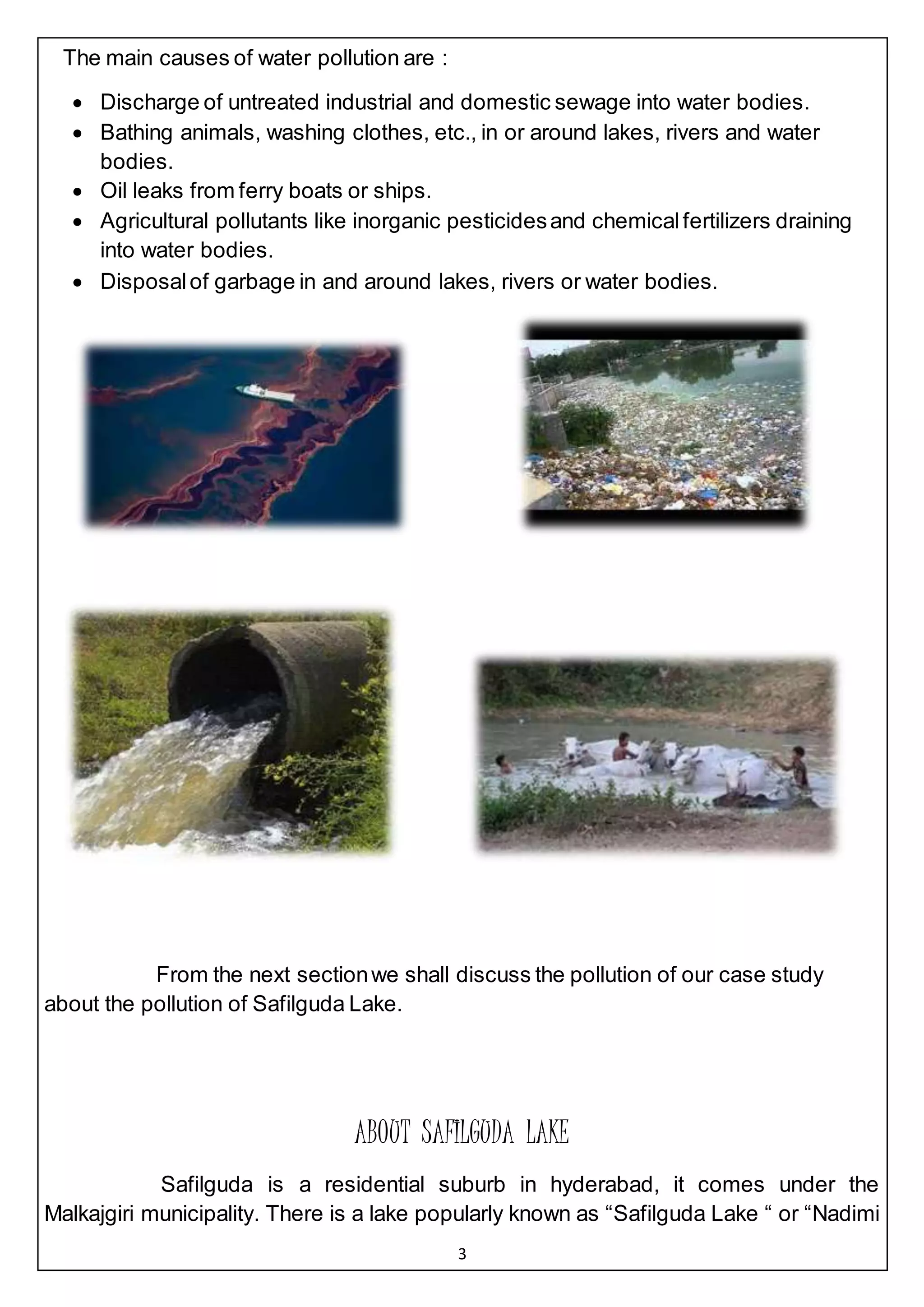 Field report on pollution of a water body-Safilguda lake | DOCX