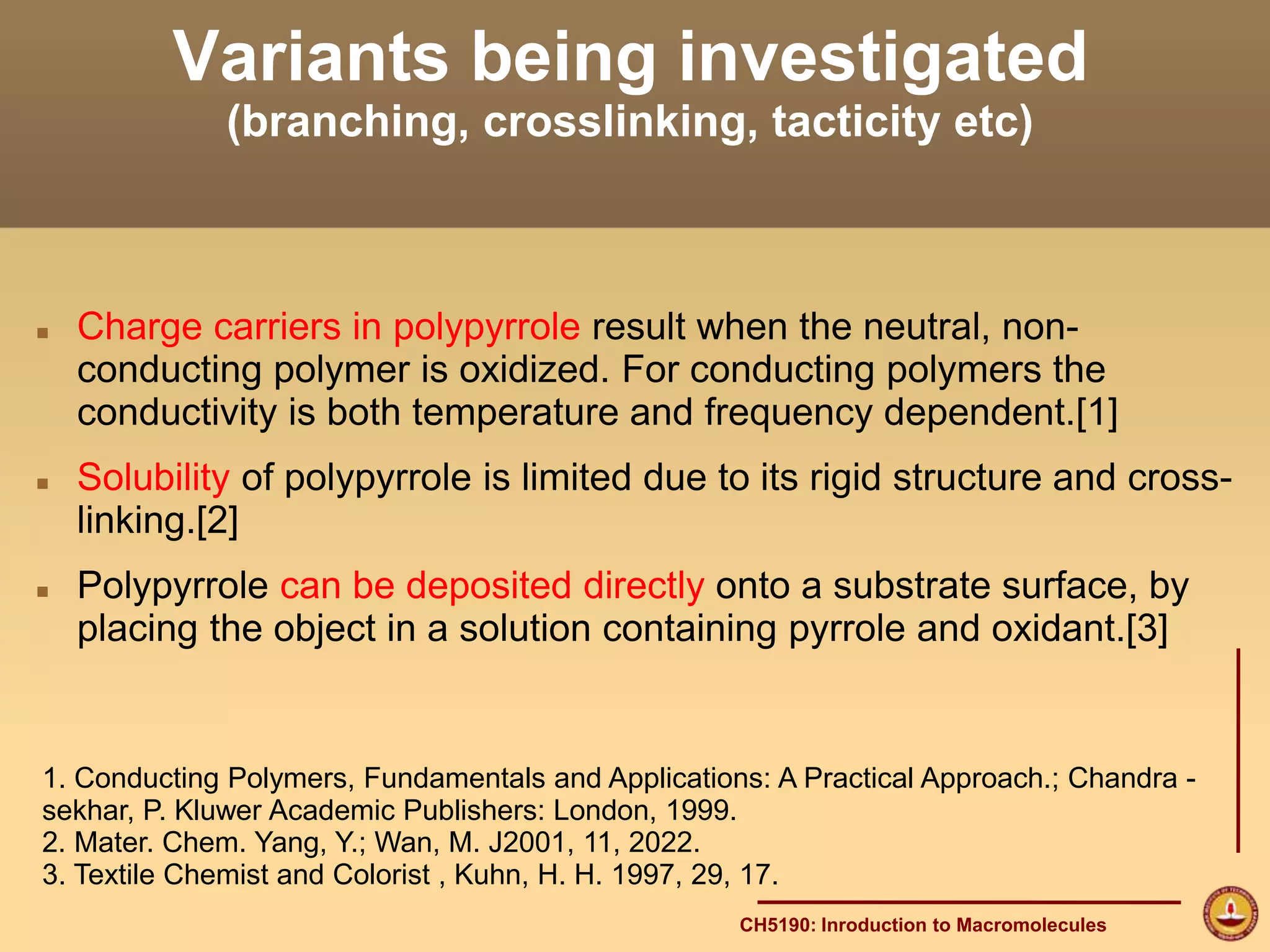 Analysis of Conducting Polymer:Polypyrrole::Part 1 | PPTX