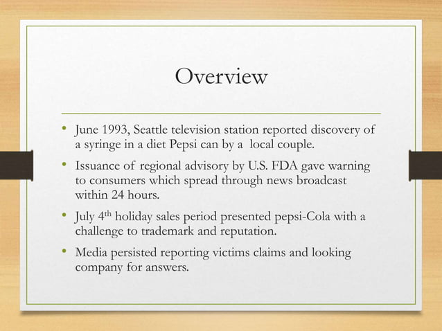 Case study (Pepsi syringe crisis of 1991) | PPTX