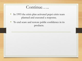 Case study (Pepsi syringe crisis of 1991) | PPTX