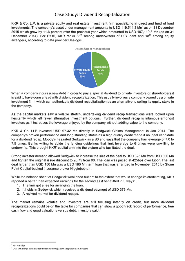Dividend Recapitalisation | PDF