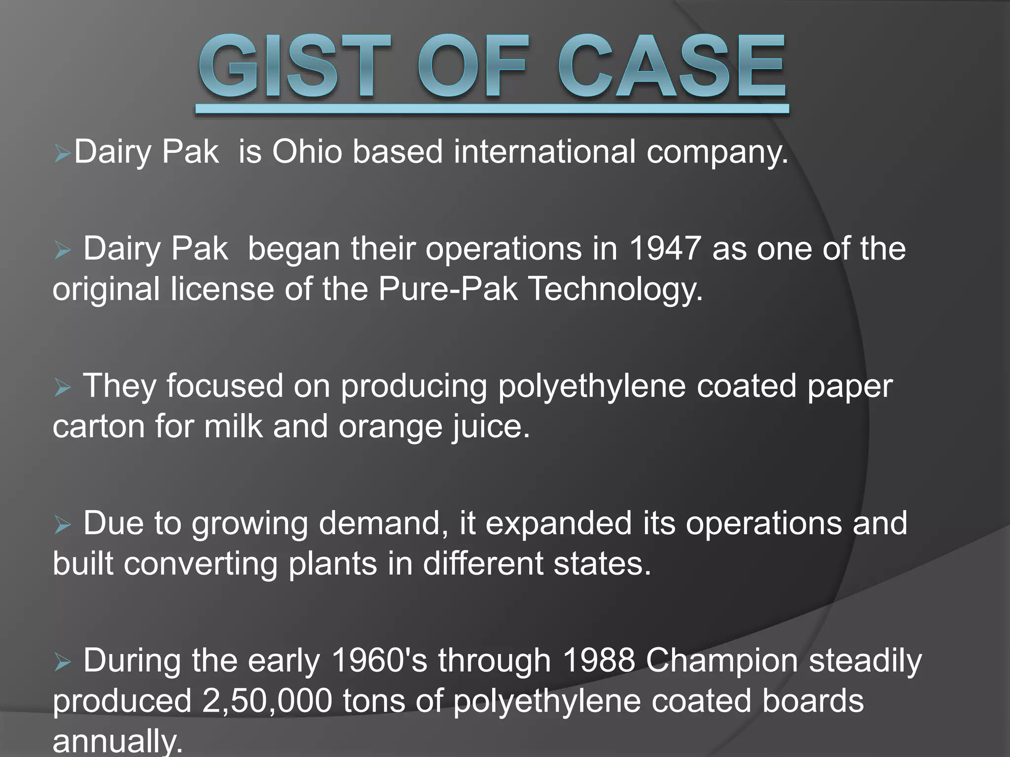 Case study. dairy pak by aakash gupta (smba2) | PPT