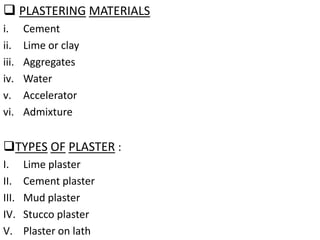 REPORT ON PLASTERING | PPTX