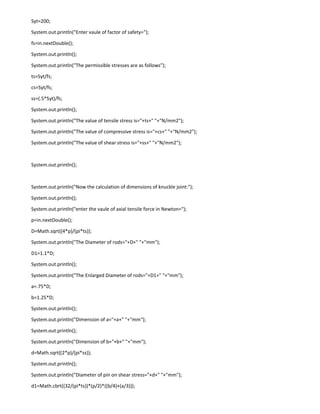 JAVA Case study on Design of Knuckle Joint | PDF