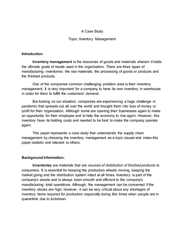 Case study Inventory Management | DOCX