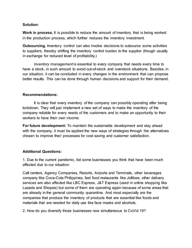 Case study Inventory Management | DOCX