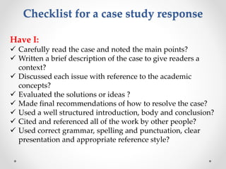 Case study Do's and Don't. Kind of a checklist of how to approach a ...