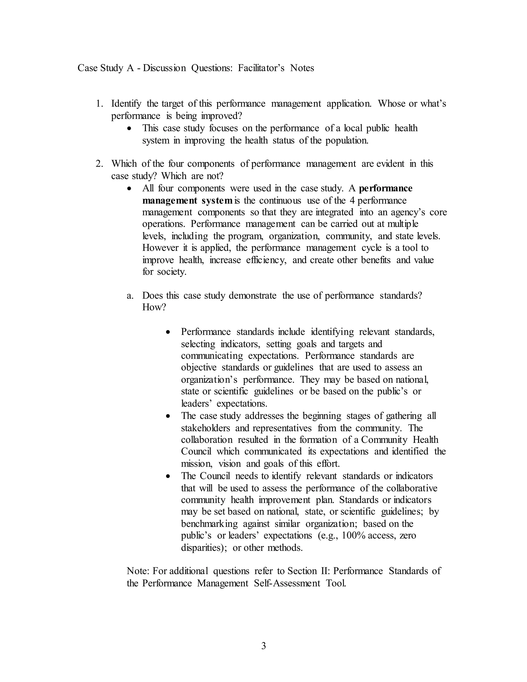 Performance Management Case study A | DOC