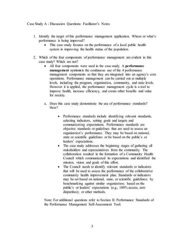 Performance Management Case study A | PDF