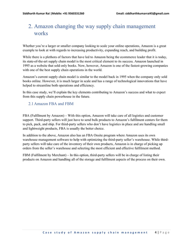 Case Study- A case study of Amazon on its supply chain management.pdf ...
