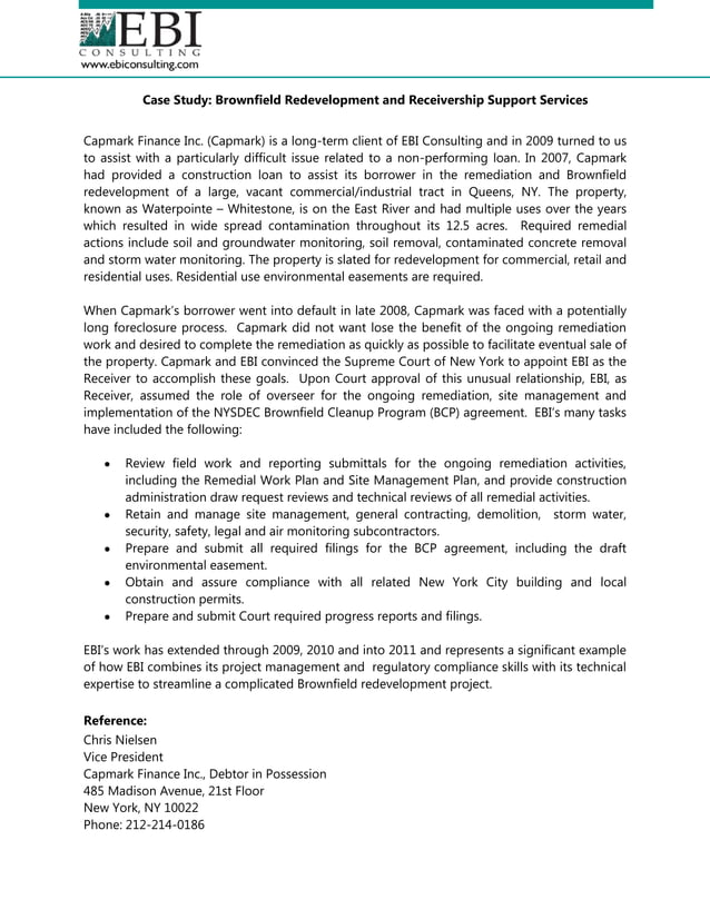 Case study brownfield redevelopment | DOCX