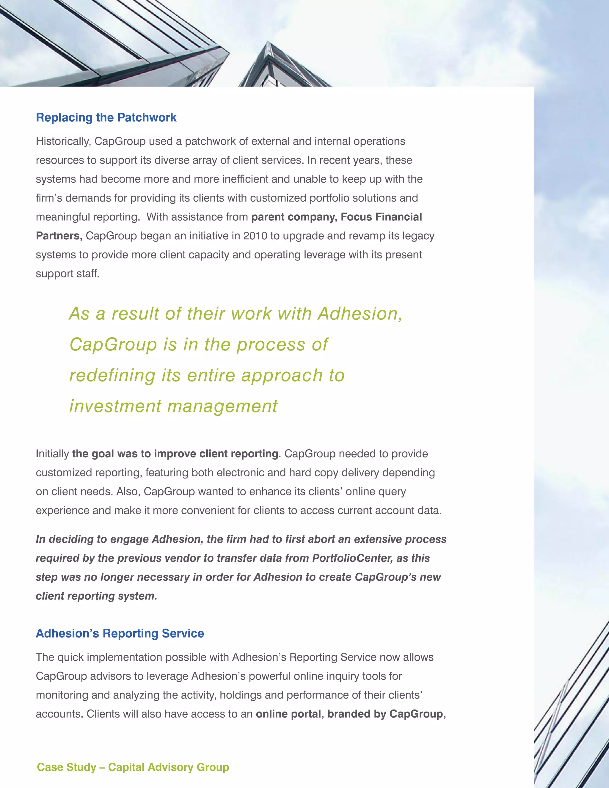 Case study Capital Advisory Group | PDF