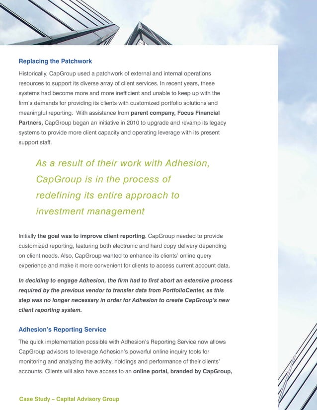 Case study Capital Advisory Group | PDF