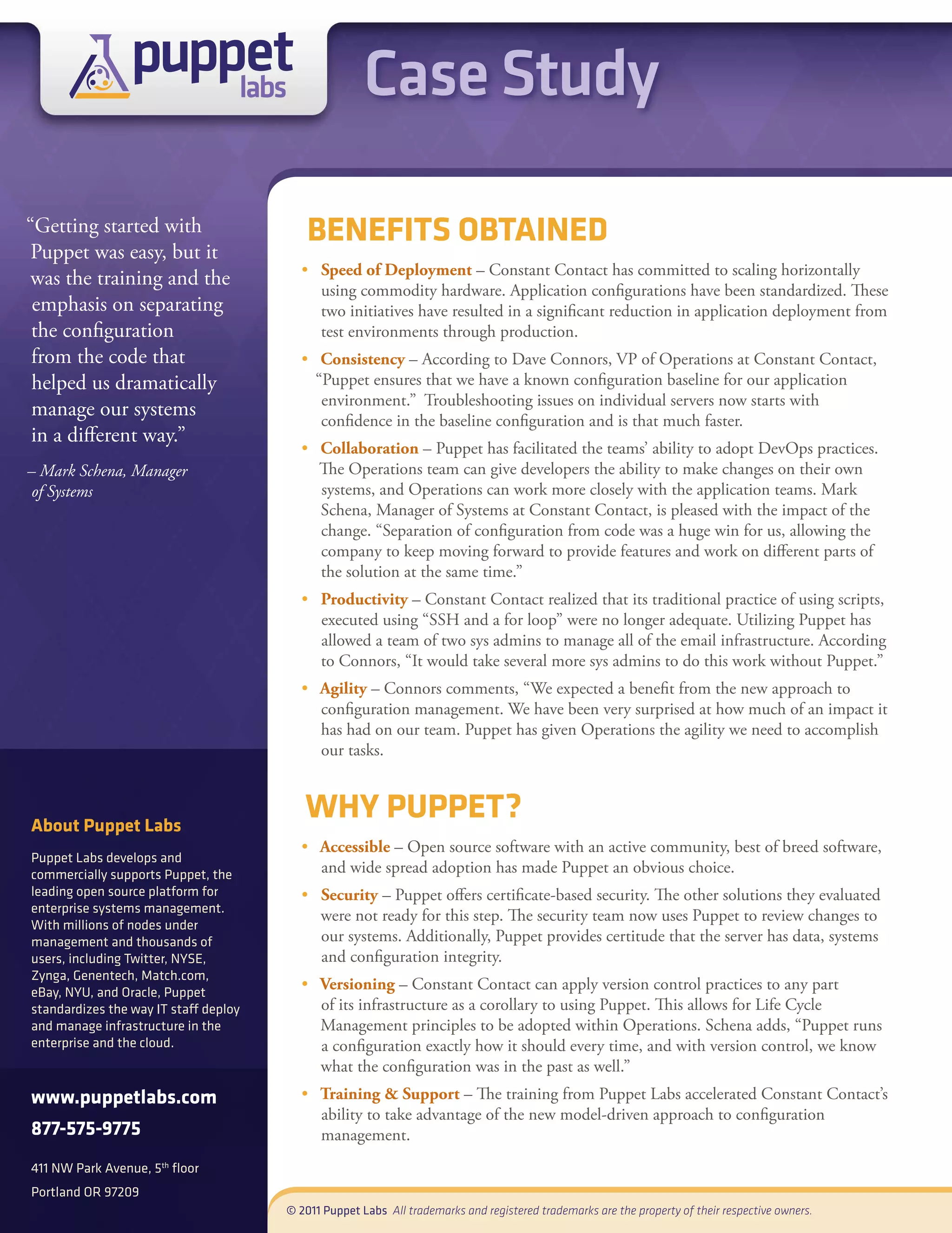 Constant Contact Puppet Case Study | PDF