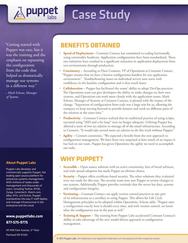 Constant Contact Puppet Case Study | PDF