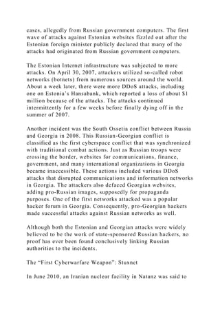 Case Study - Cyberterrorism—A New RealityWhen hackers claiming .docx ...