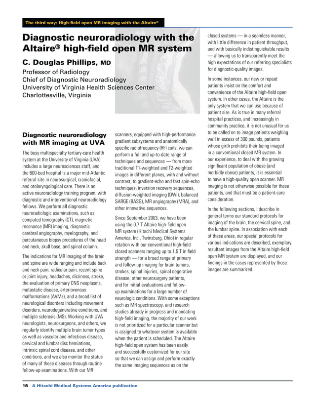 Case Study: Diagnostic Neuroradiology with the Altaire High Field OPEN ...