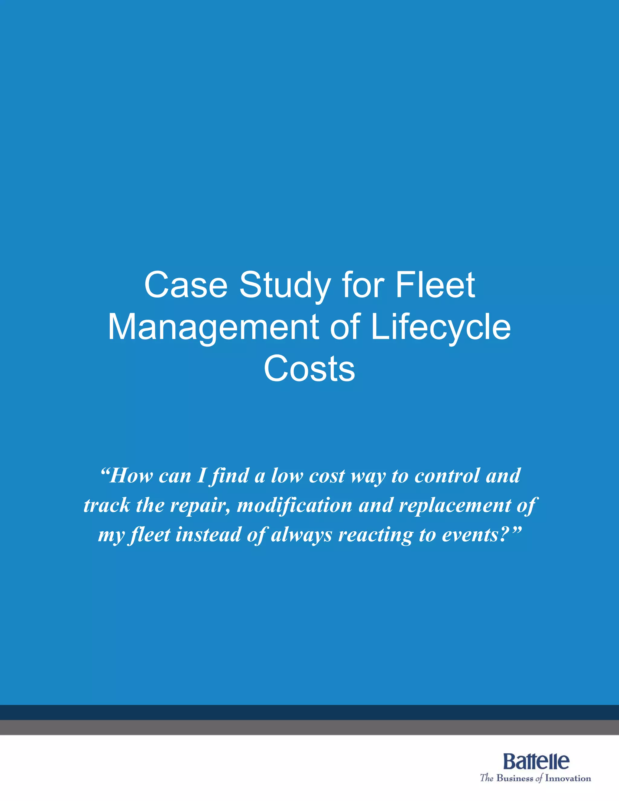 Fleet Management of Lifecycle Costs | PDF