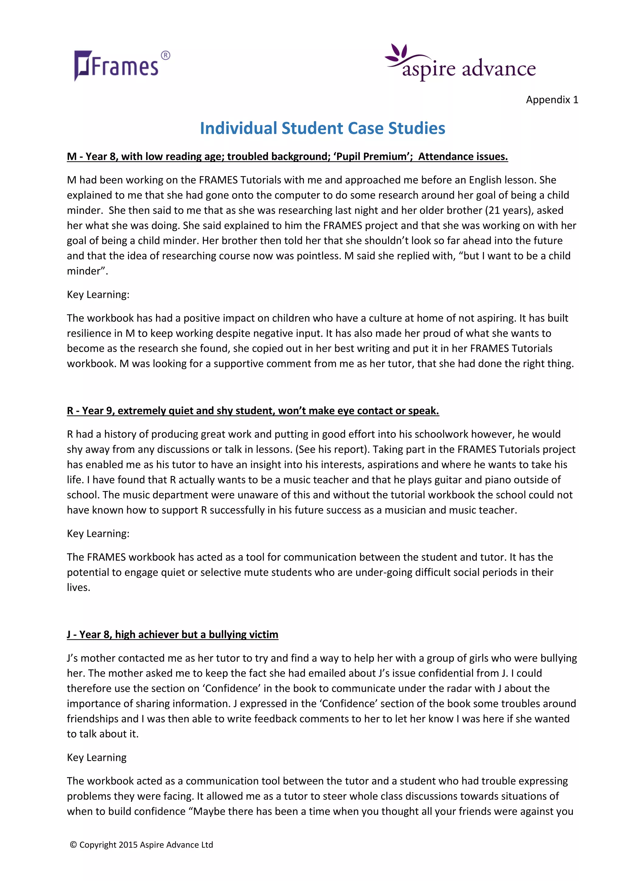 Case study frames in secondary education tring school | PDF