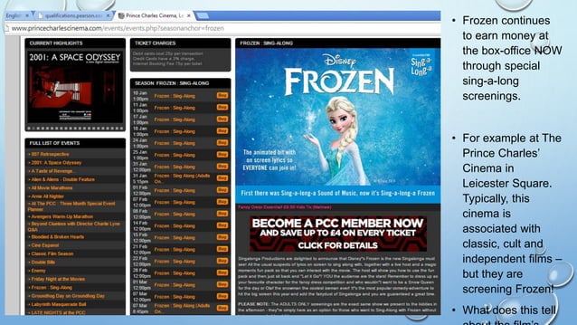 Unit G322 - Frozen (Case Study) | PPTX | Movies | Entertainment