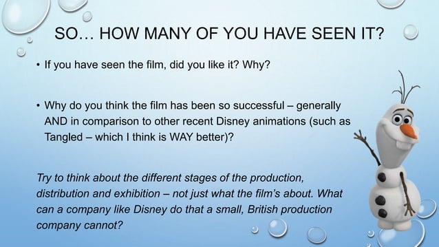 Unit G322 - Frozen (Case Study) | PPTX | Movies | Entertainment