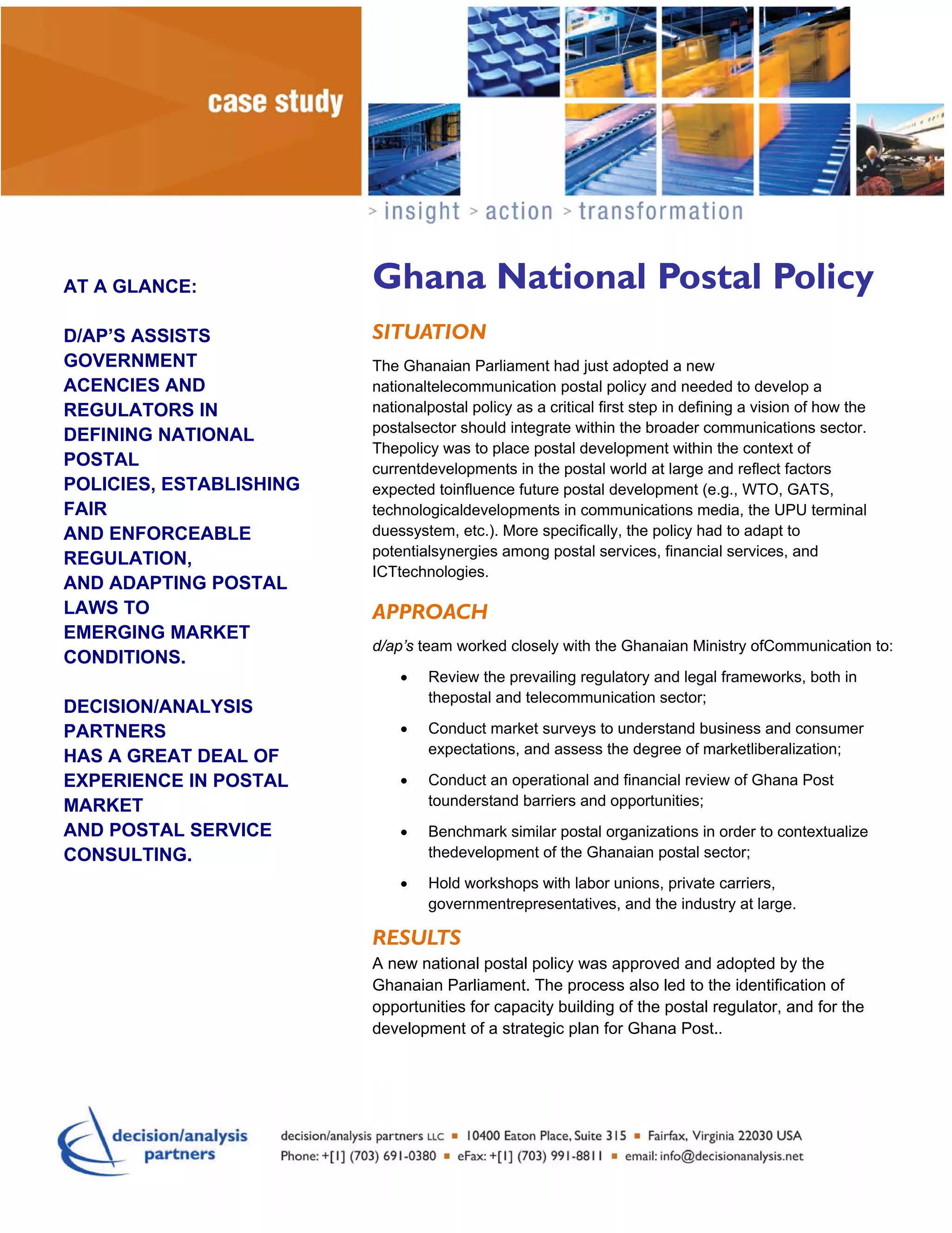 Case study ghana postal policy | PDF