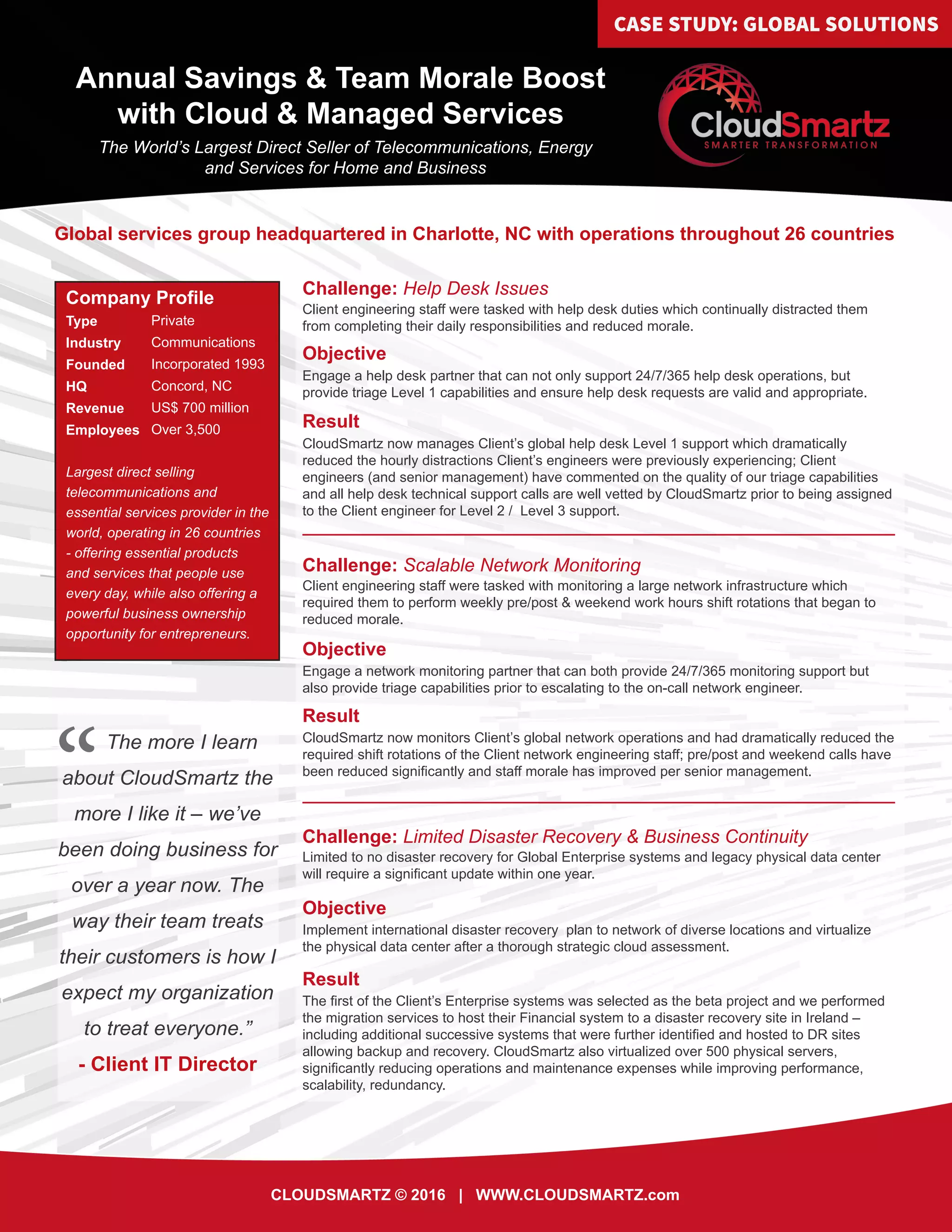 Cloudsmartz Case Study: Managed Services | PDF