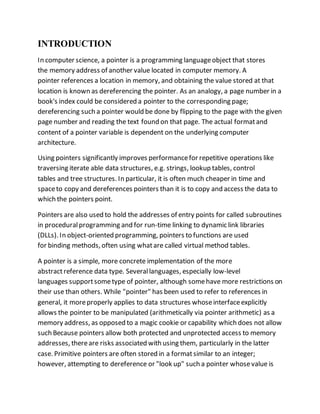 Case study how pointer plays very important role in data structure | DOCX