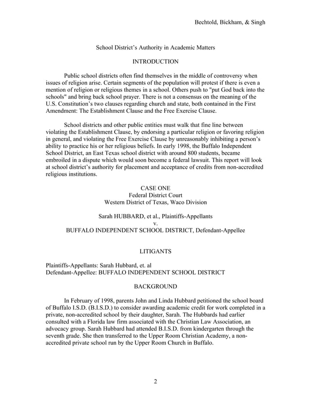 Case Study Hubbard V[1]. Buffalo Isd | DOC