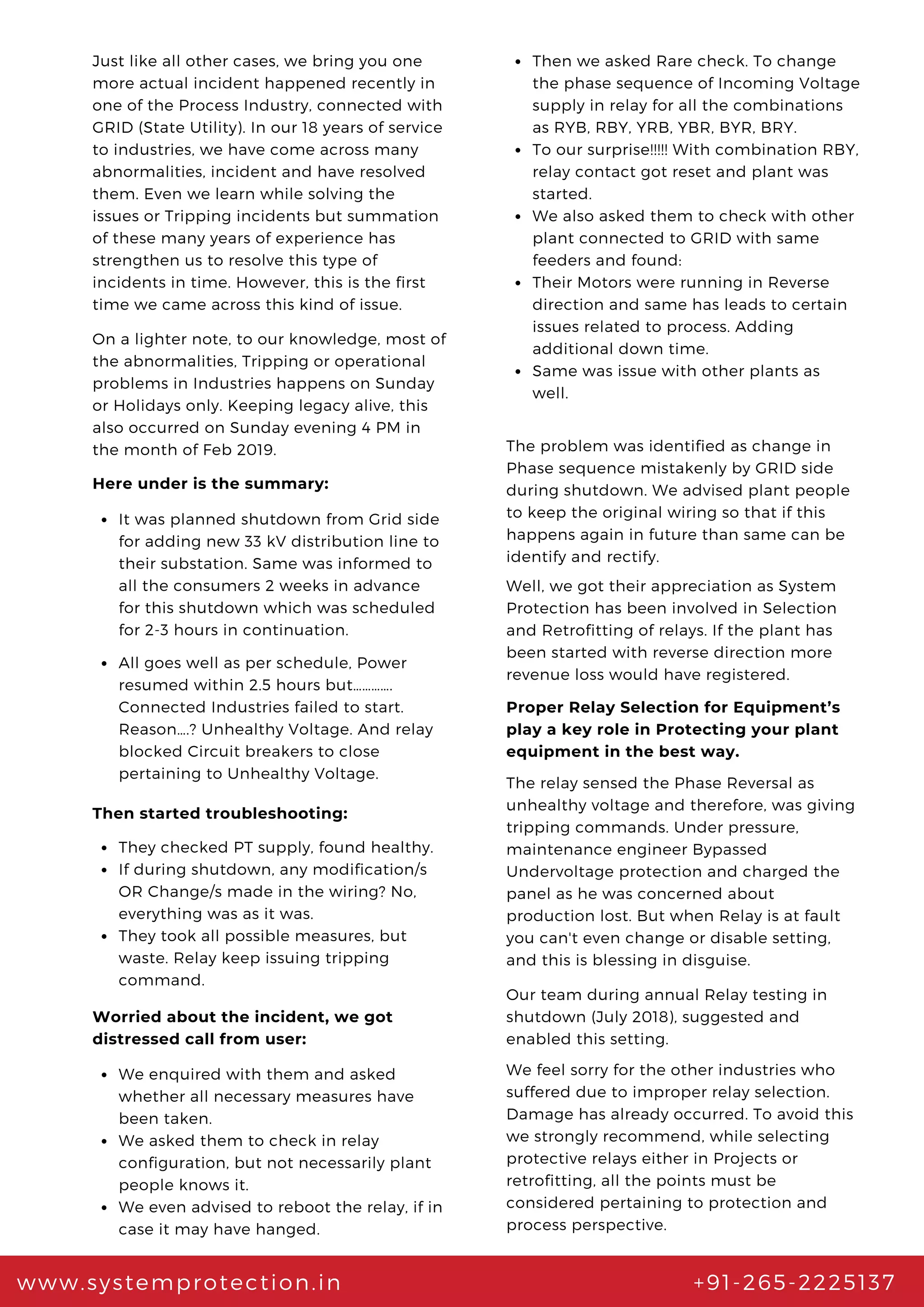 Case Study Importance of relay selection in grid connected industries | PDF