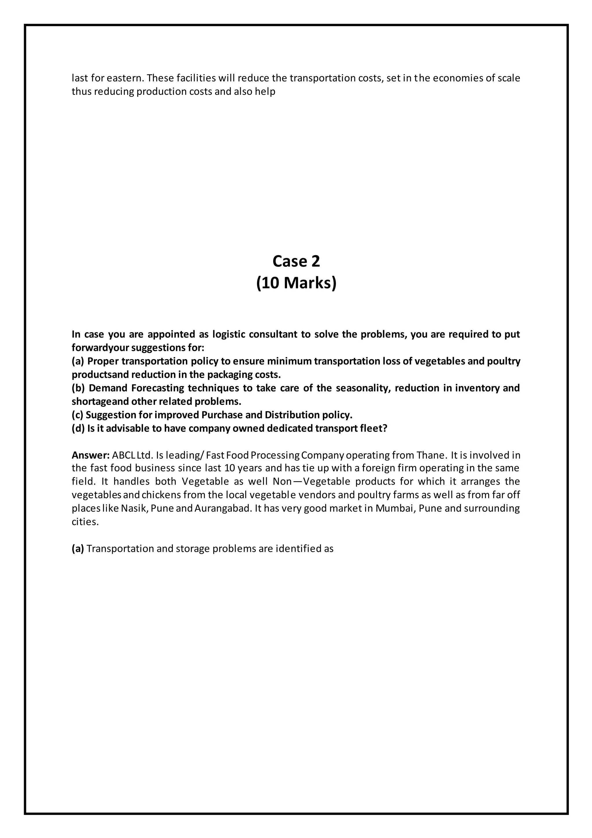 Case study logistics management | DOCX