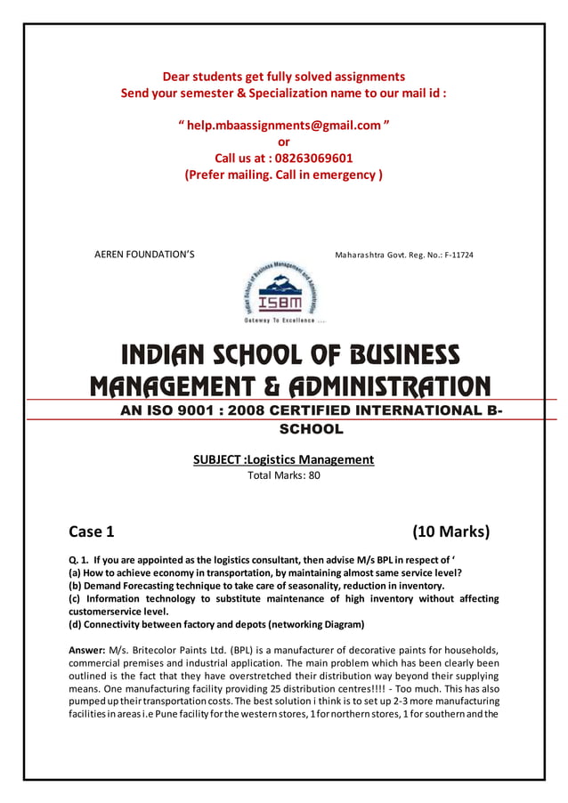 Case study logistics management | DOCX