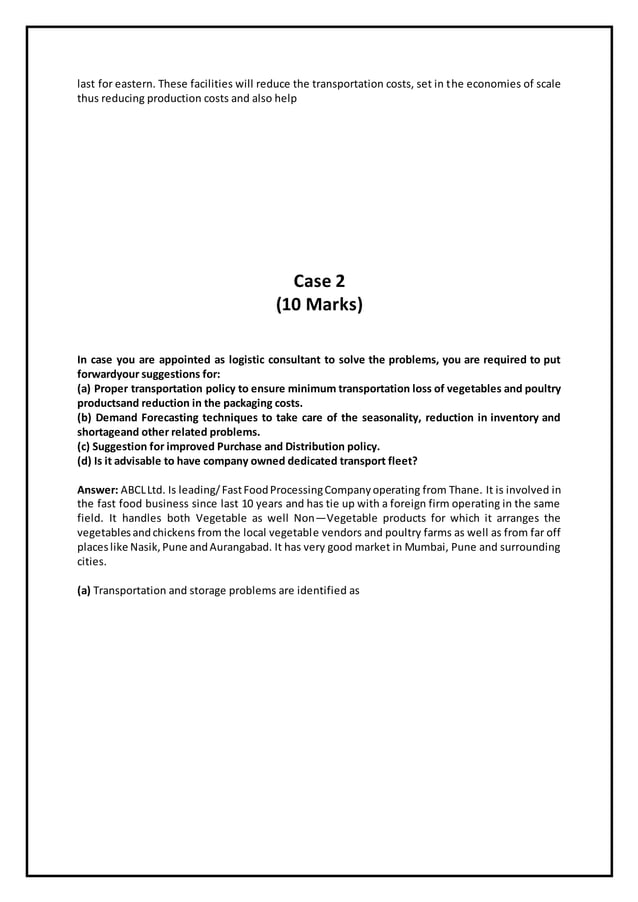 Case study logistics management | DOCX