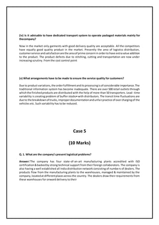 Case study logistics management | DOCX