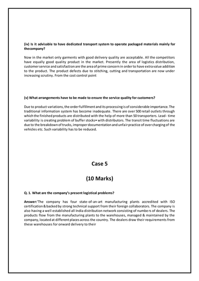 Case study logistics management | DOCX