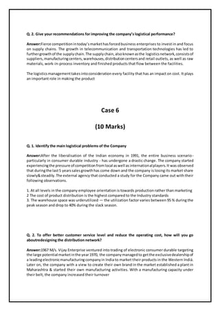 Case study logistics management | DOCX