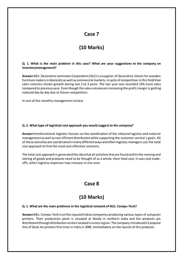 Case study logistics management | DOCX